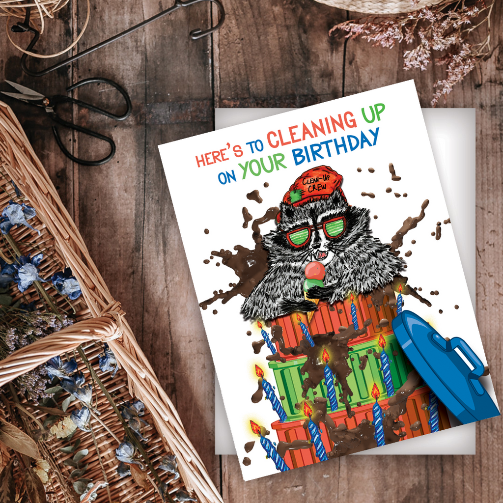 Funny Raccoon Birthday Clean Up Crew Card: Birthday Card for Laughter ...