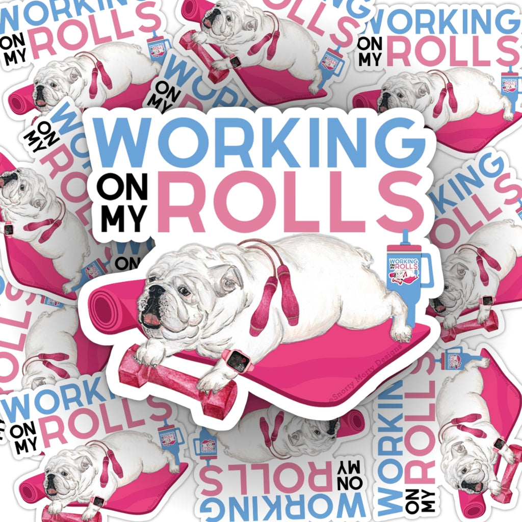 Get Fit with Humor: Bulldog Workout Rolls Sticker – Snorty Morty Designs