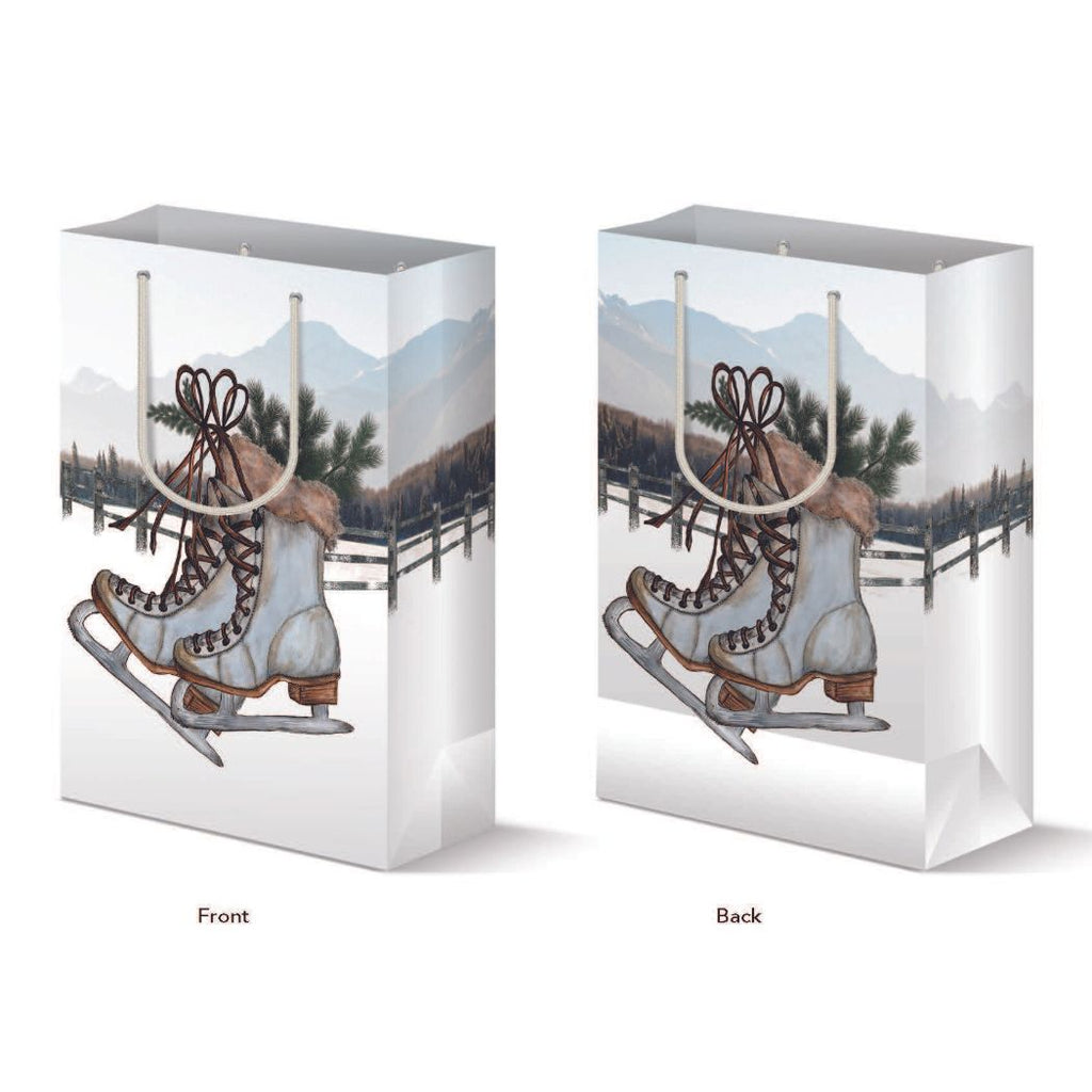 Pretty Winter Vintage Ice Skates Holiday Gift Bag – Nostalgic Winter ...