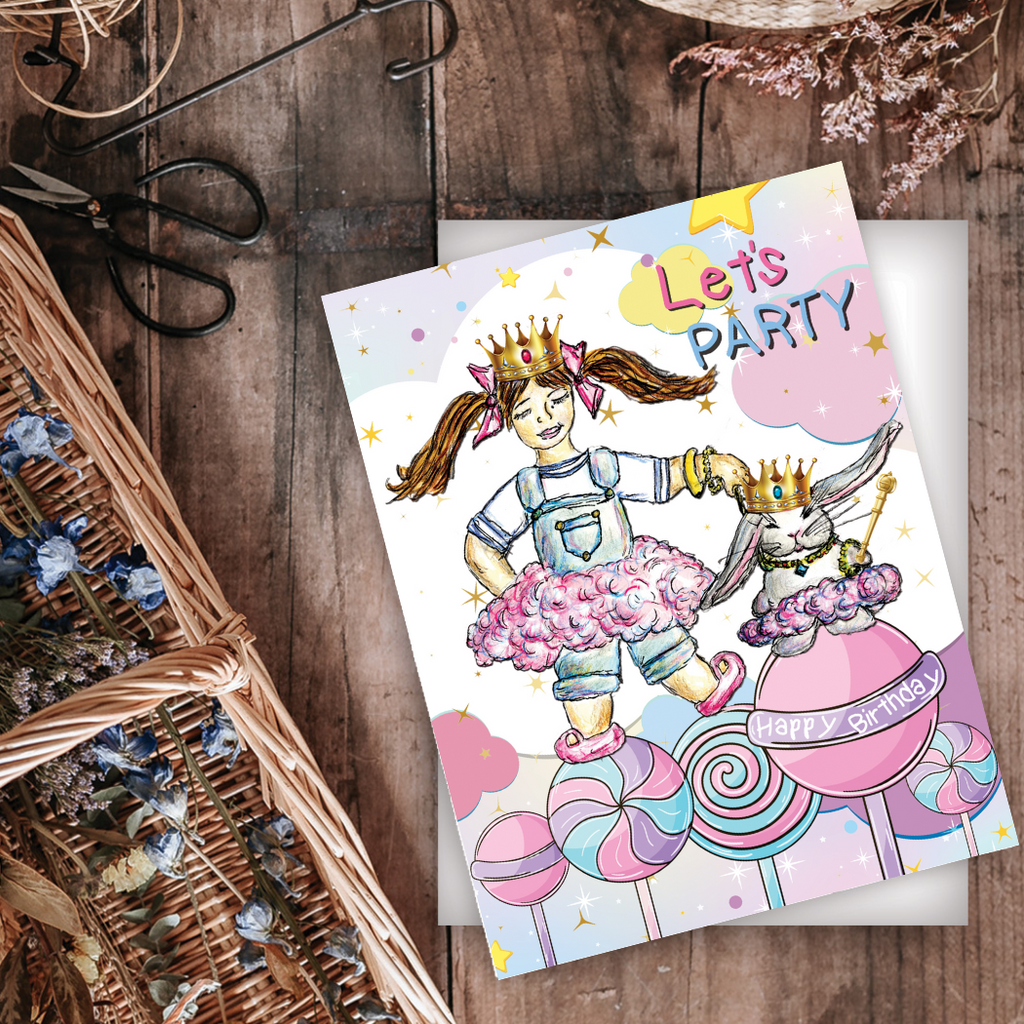 Princess and Bunny Greeting Card: Magical Birthday Extravaganza ...
