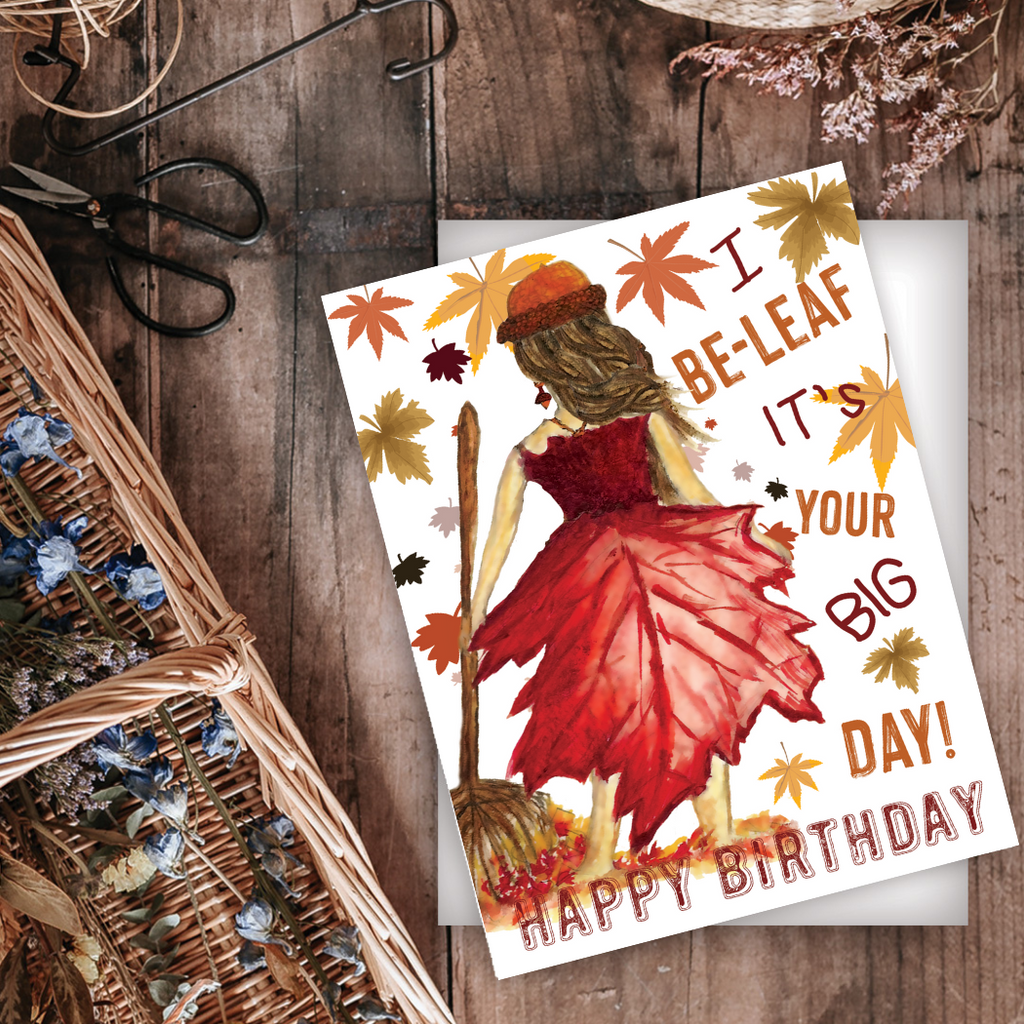 Seasonal Fall Leaf Fashionista Birthday Girl Card: Greeting Card for ...