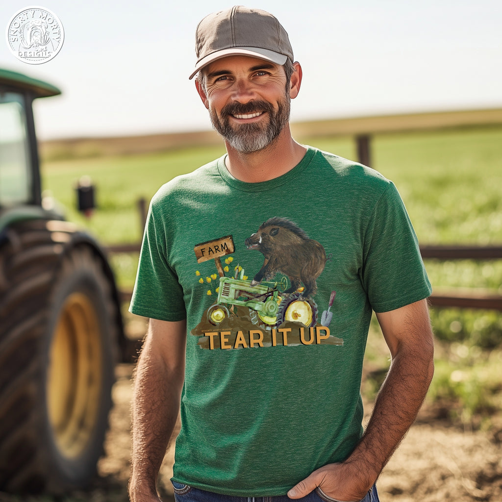Tear It Up Shirt – Funny Farm Hog Tractor Tee | Snorty Morty Designs