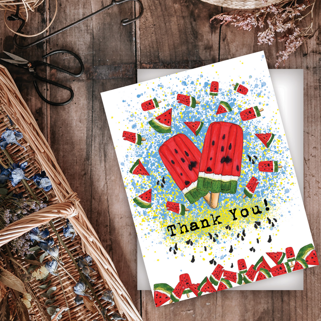 Refreshing Watermelon Thank You Card: Splash of Gratitude for Summer ...