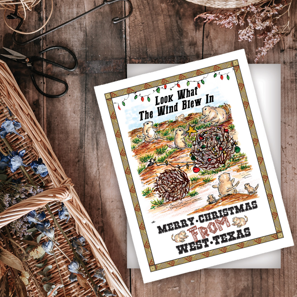 West Texas Prairie Dog and Tumbleweed Christmas Card: Share the essence ...