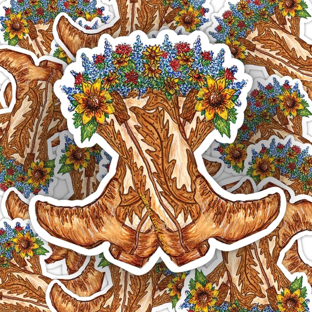 Add a Touch of Western Charm with the Cowboy Boots Sticker: Stick it ...