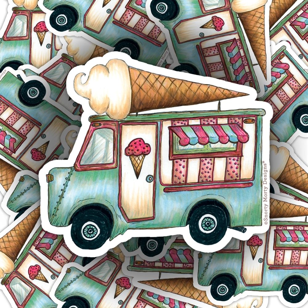 Playful Vintage Ice Cream Truck Sticker: Capture the Spirit of ...
